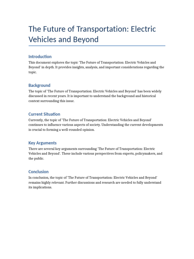 Future of Transport: EV Insights | PDF
