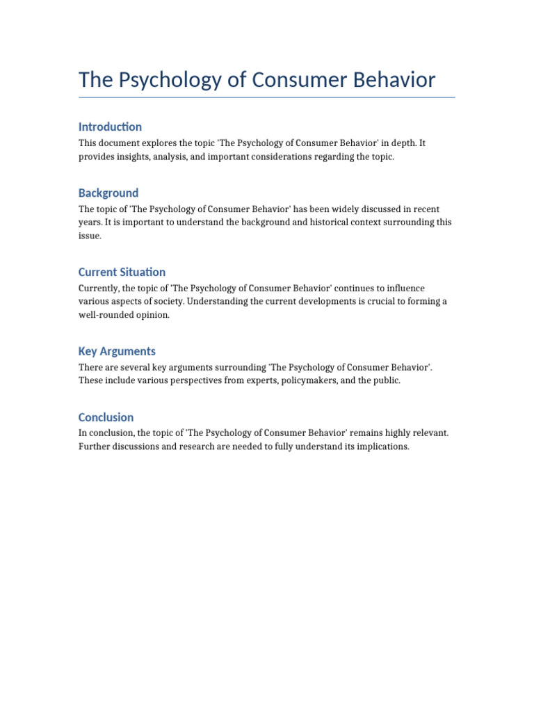 The Psychology of Consumer Behavior | PDF