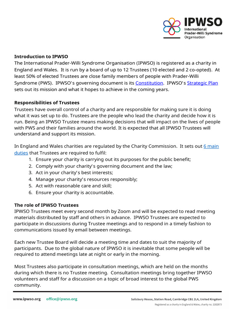 Guidance For Potential IPWSO Trustees 2025 2028 | PDF