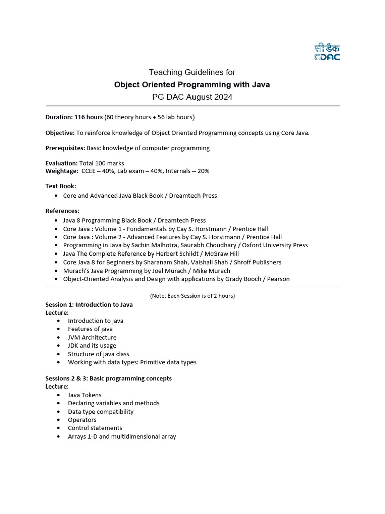 DAC - School - TG - Object Oriented Programming With Java | PDF