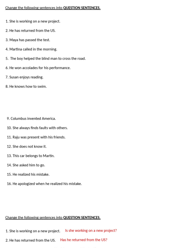 Question Sentences and Question Tags | PDF