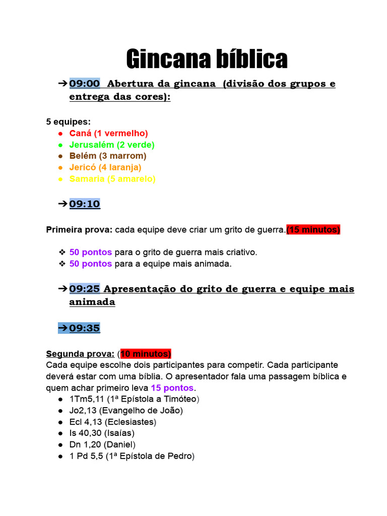Gincana Bíblica | PDF