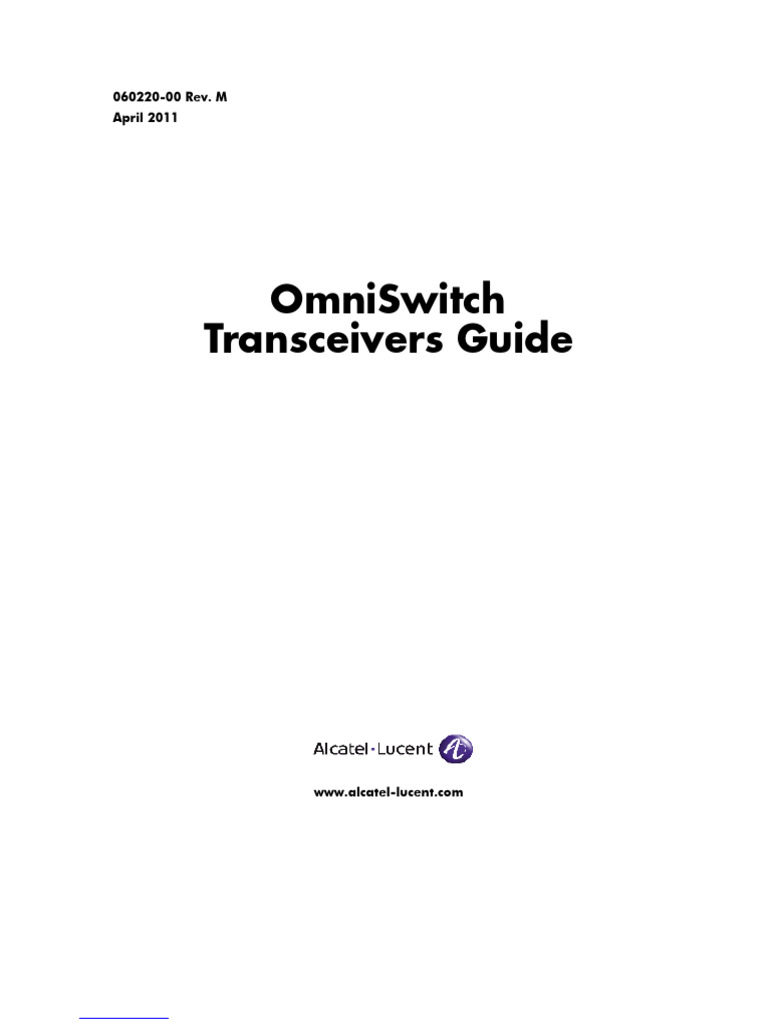 Omniswitch Transceivers Guide: 060220-00 Rev. M April 2011 | PDF