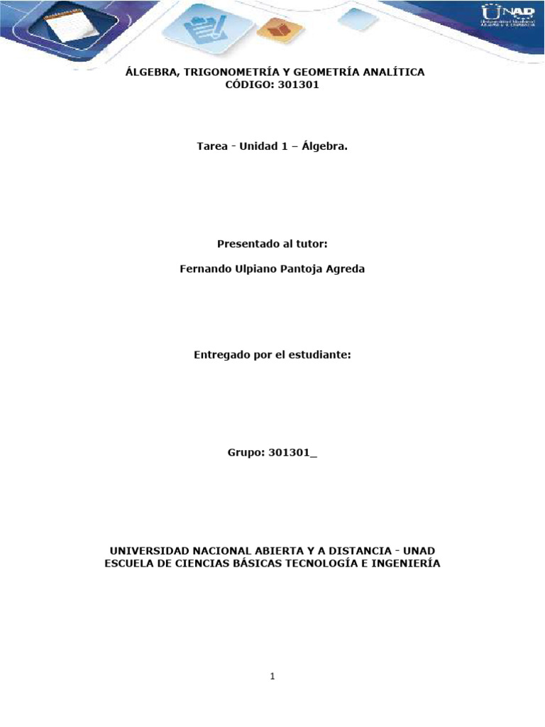 Tarea 1 - Algebra | PDF | Algebra | Mathematics