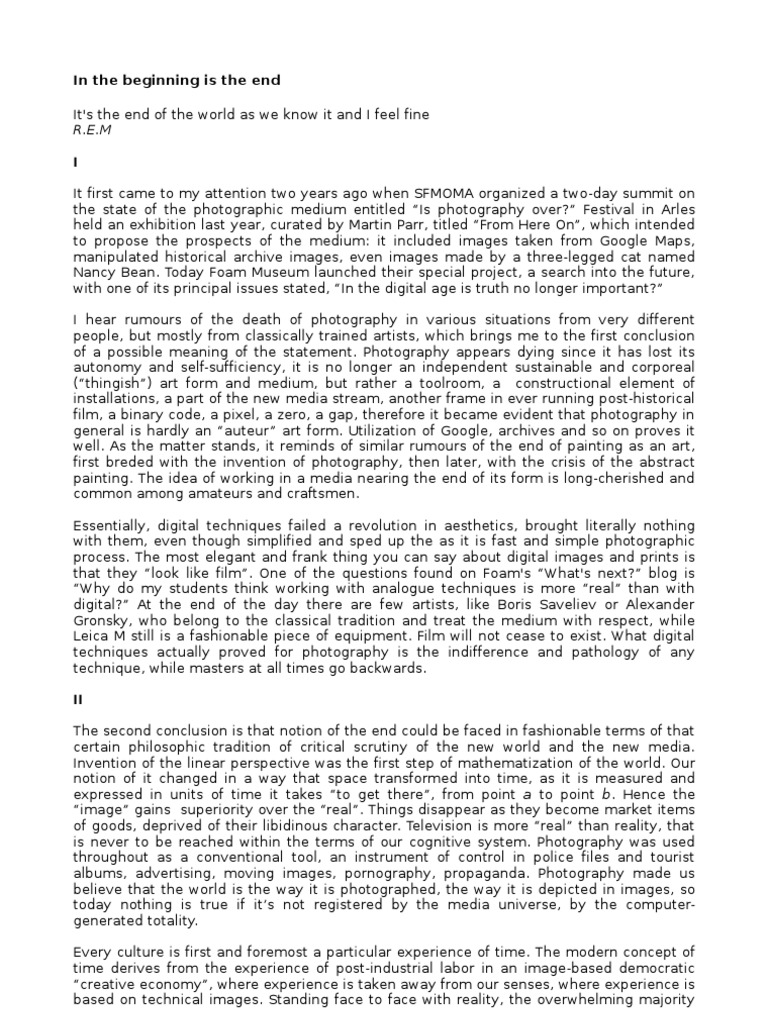 In The Beginning Is The End | PDF | Sleep | Reality