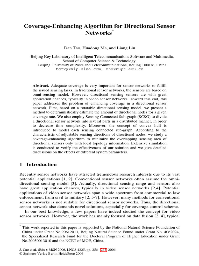 Coverage-Enhancing Algorithm For Directional Sensor | PDF