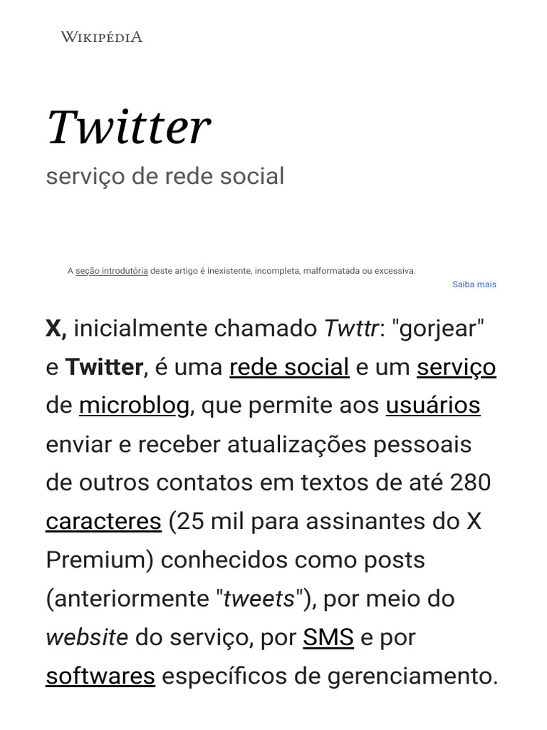 Twitter - Wikipédia, A Enciclopédia Livre | PDF