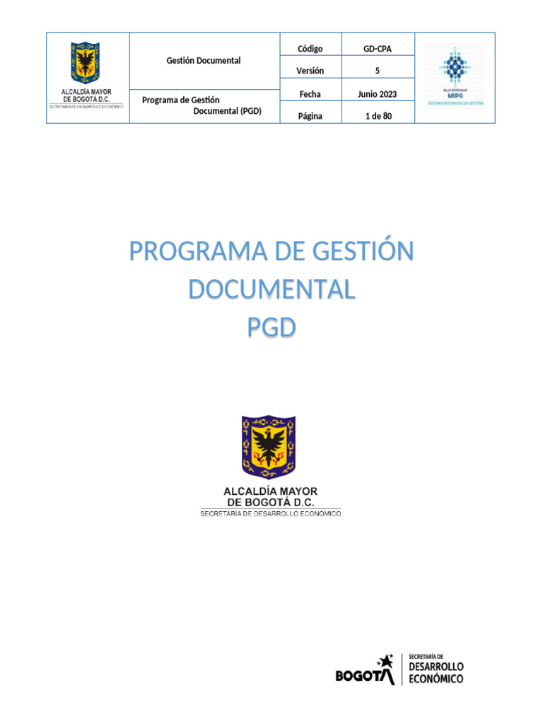 Programa de Gestion Documental SDDE v5 2023 | PDF