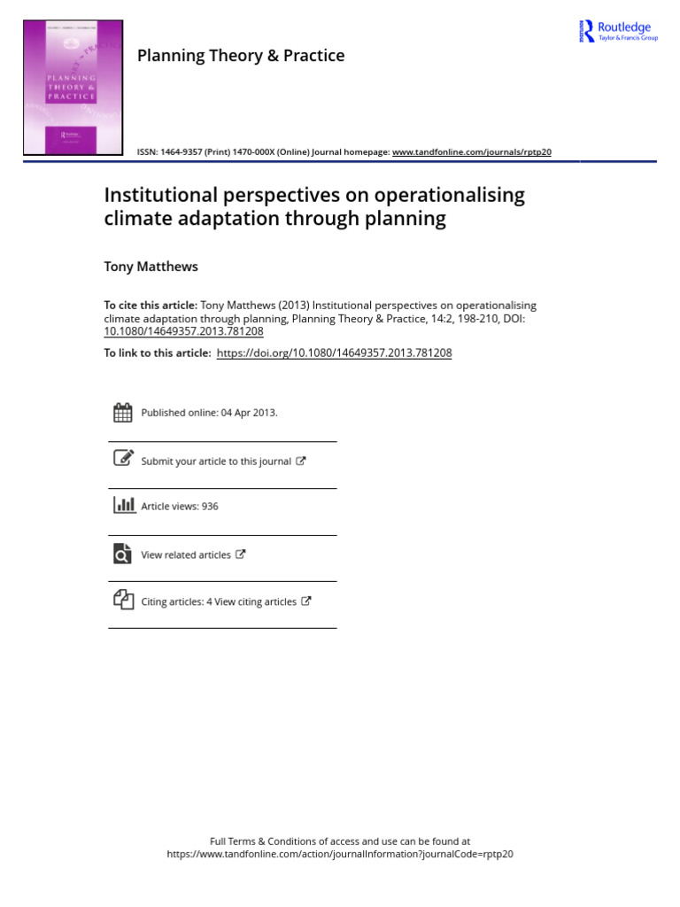 Institutional Perspectives On Operationalising Climate Adaptation ...