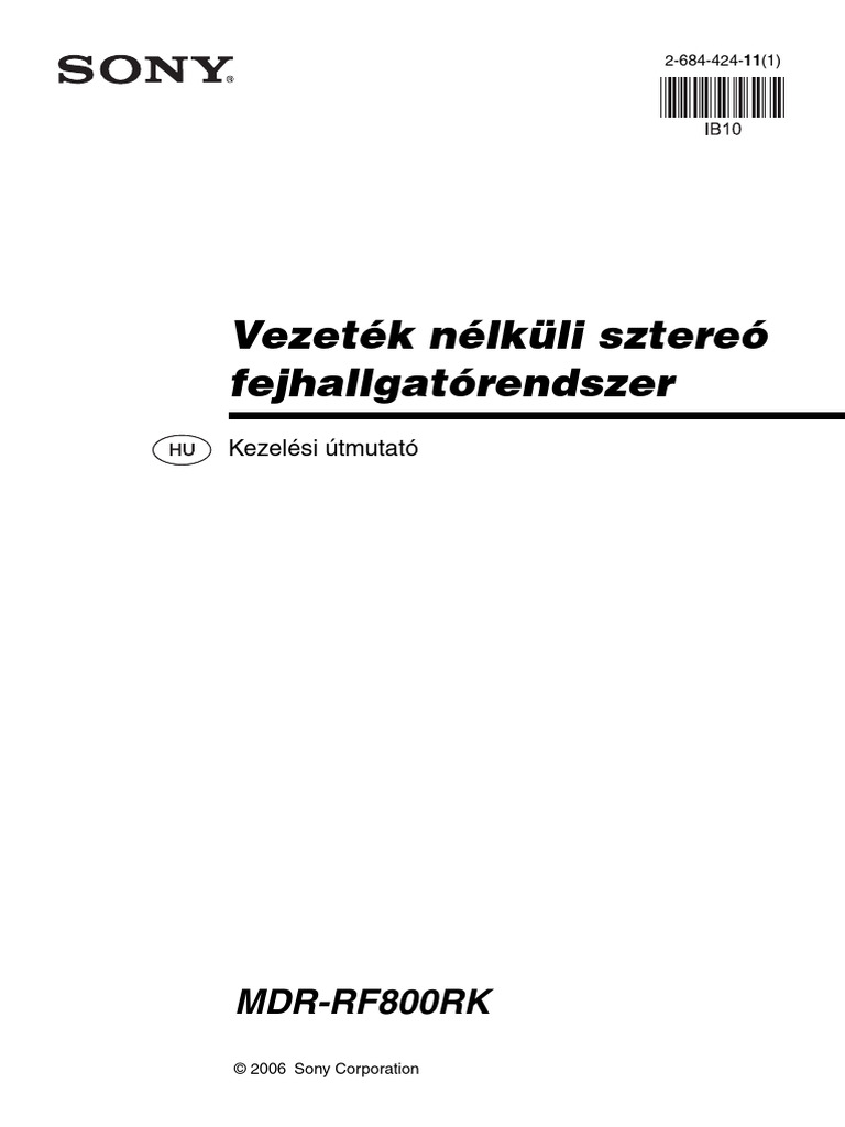 Sony Mdr-RF800 | PDF