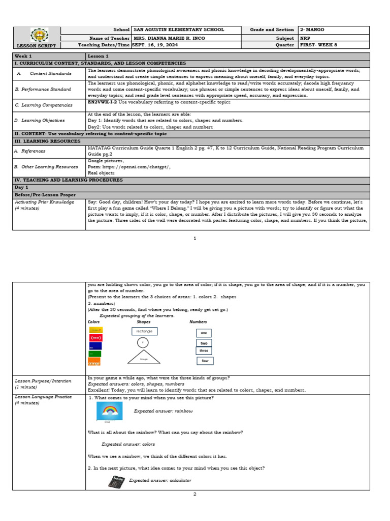 ZHANG NRP ENGLISH Week 8 | PDF