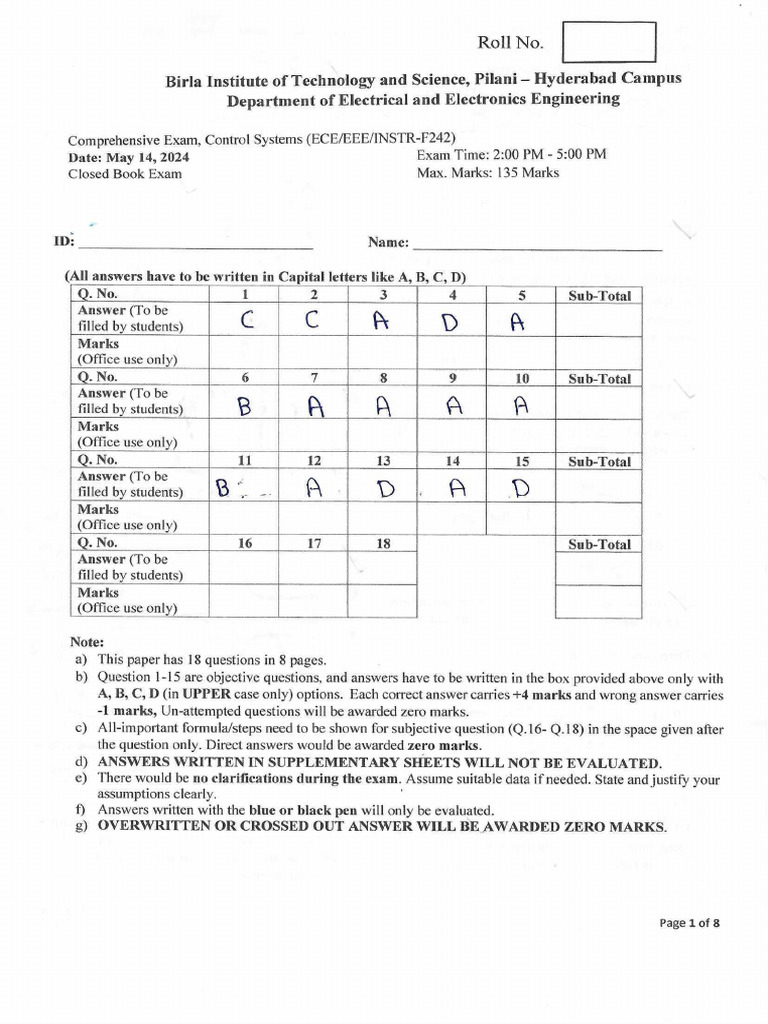 CS END SEM Objective Key Description Solution | PDF