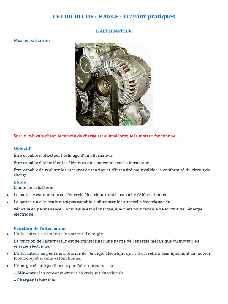 LE CIRCUIT DE CHARGE Travaux Pratiques Site | PDF