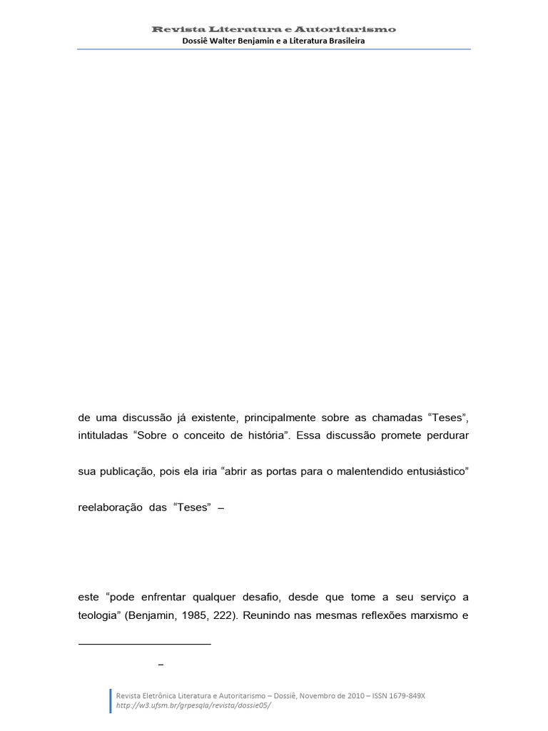 OTTE, Georg. Natureza e História em Walter Benjamin | PDF