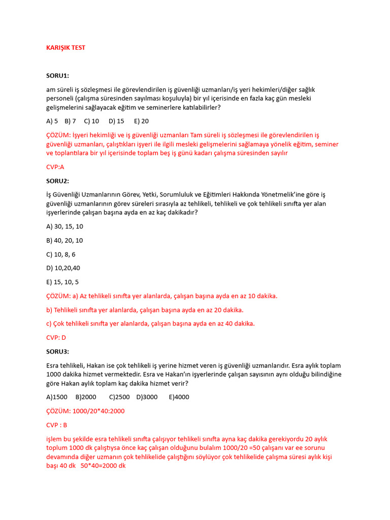 Karışık Sorular | PDF