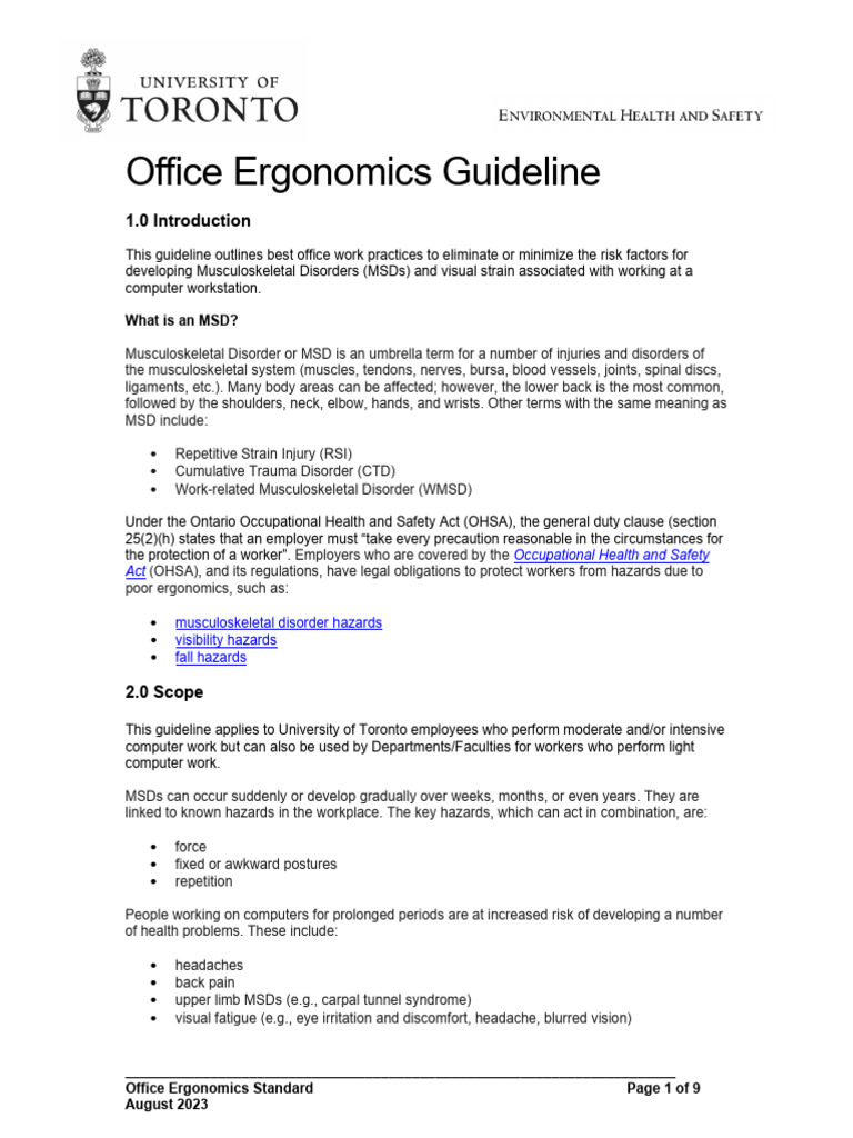 University-of-Toronto-Office-Ergonomics-Standard | PDF