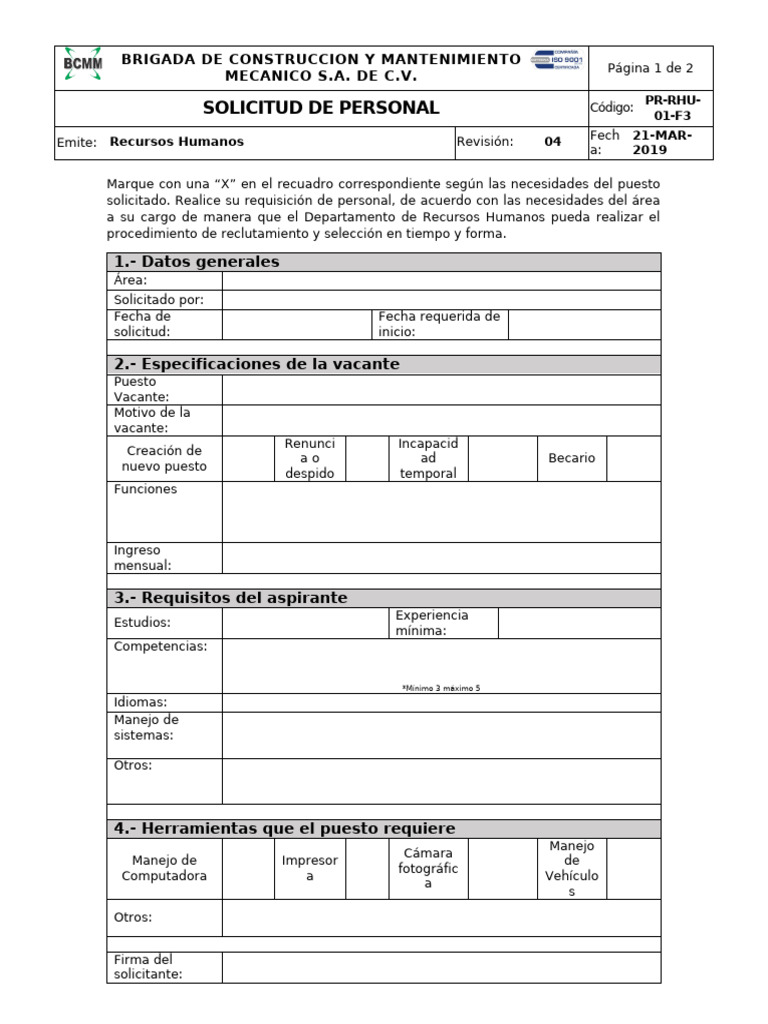 Requisición de Personal | PDF
