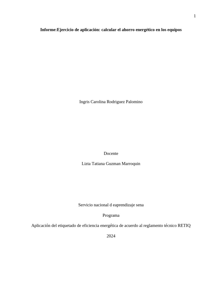 informe ejercicios de aplicacion | PDF