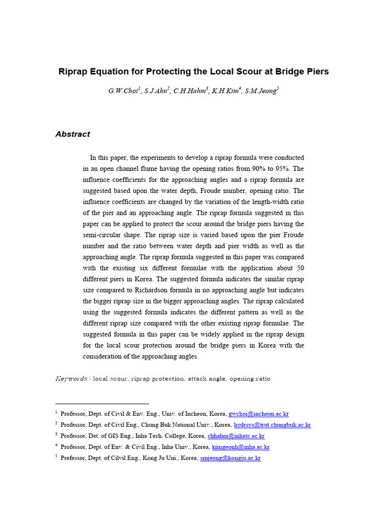 Riprap Equation For Protecting The Local Scour at Bridge Piers | PDF