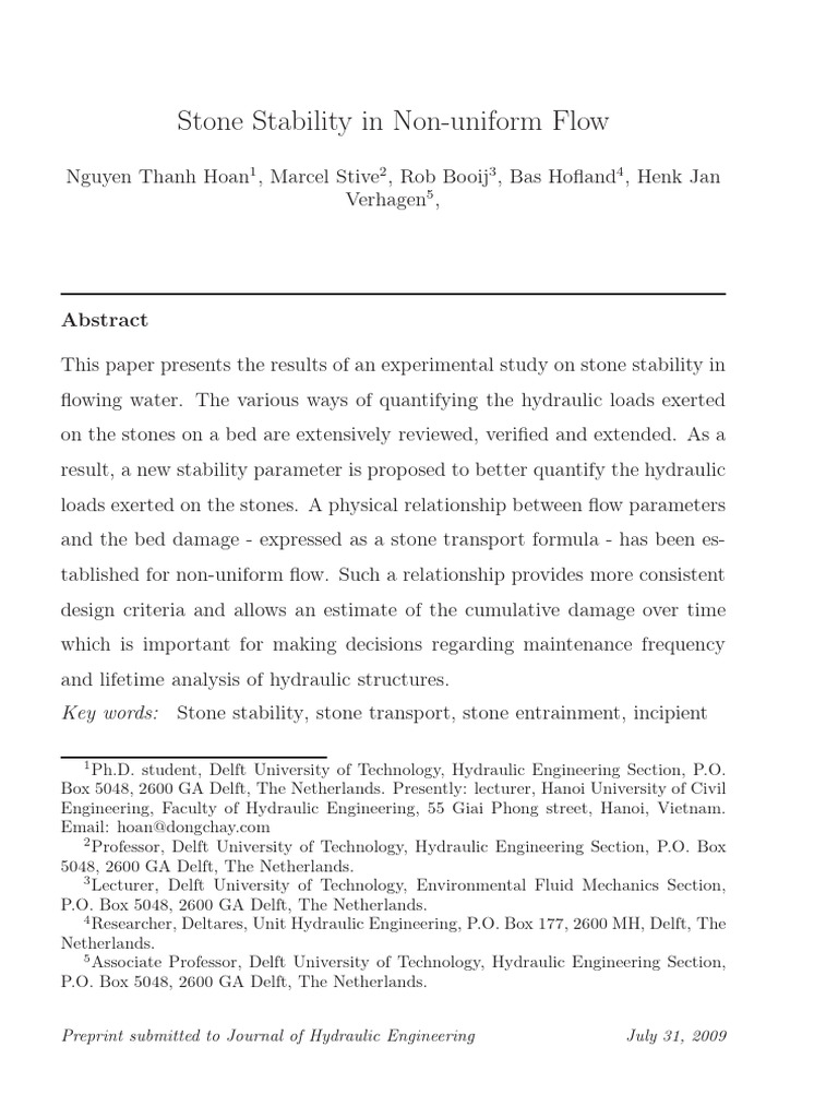 Hofland - Stone Stability in Non-Uniform Flow2 | PDF