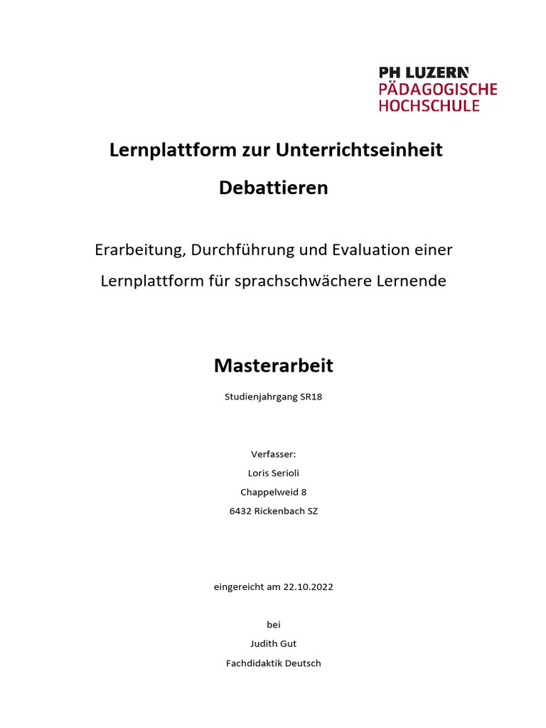 Masterarbeit Serioli Loris SR18 | PDF
