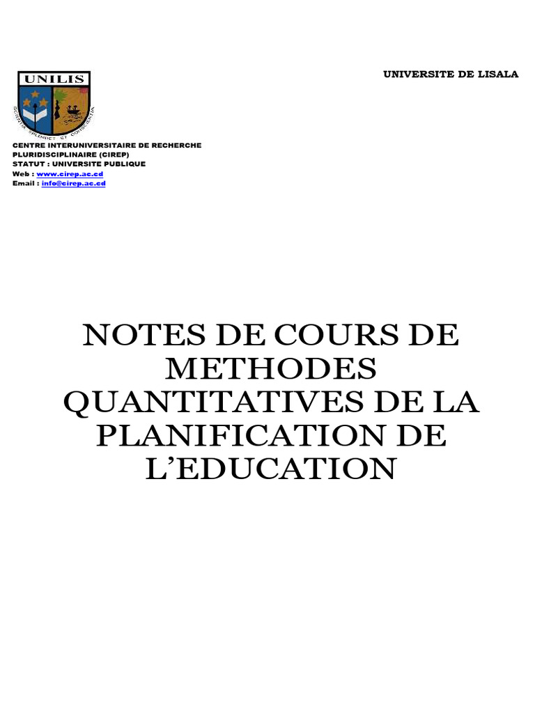 Unite IV METHODES QUANTITATIVES DE LA PLANIFICATION DE LEDUCATION | PDF