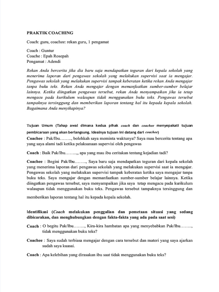 Skenario Coaching 2 | PDF