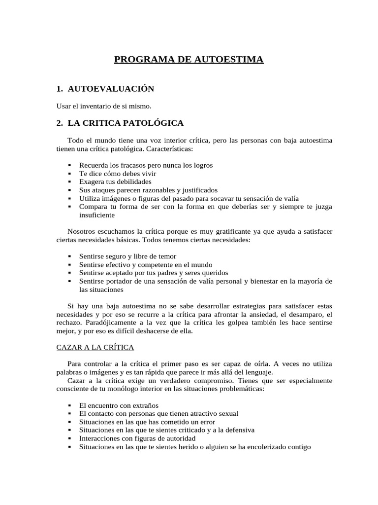 Programa de Autoestima | PDF