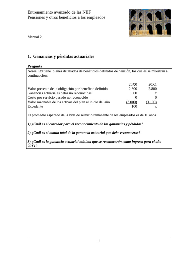 NIC 19 Pensiones Ejercicios | PDF
