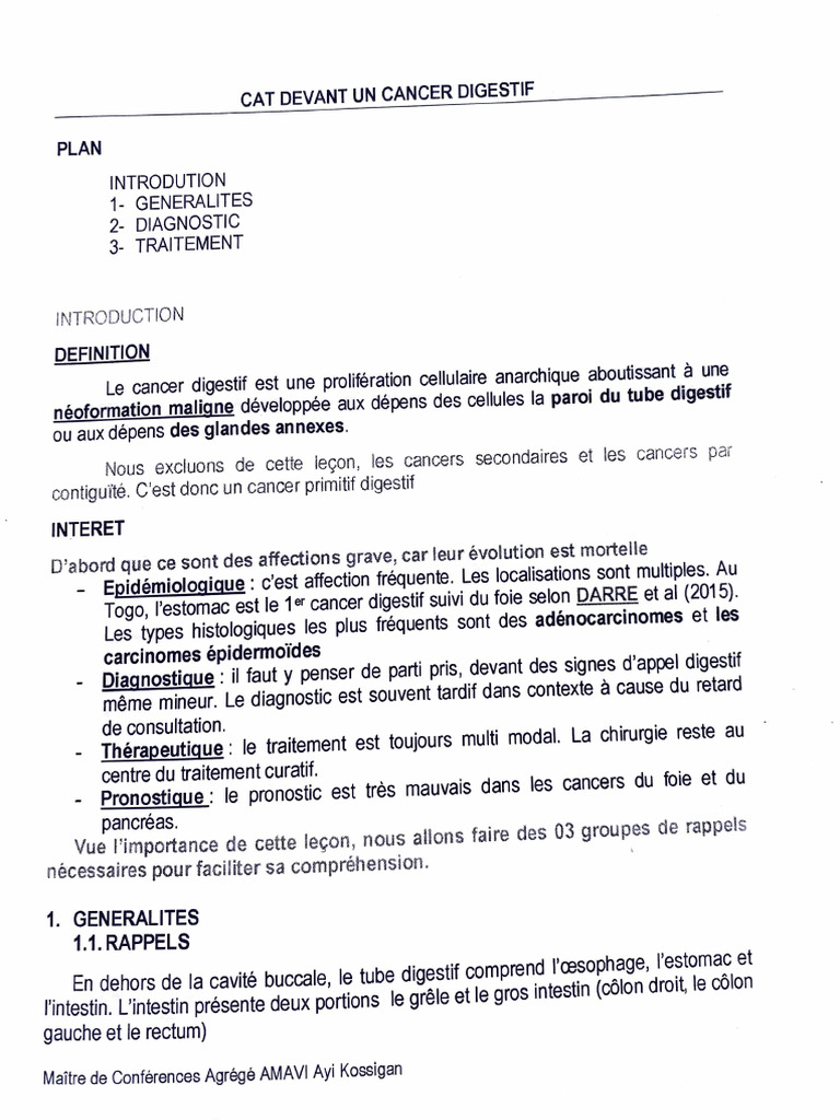Cat Devant Un Cancer Digestif | PDF