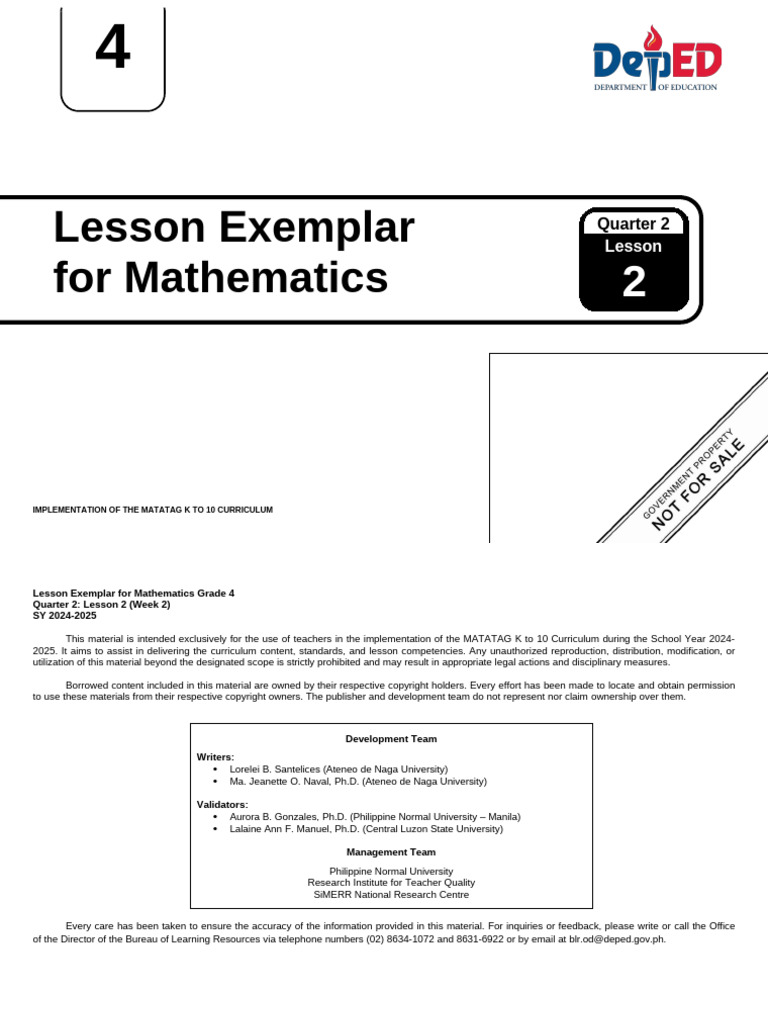 Q2 LE Mathematics 4 Lesson 2 Week 2 | PDF