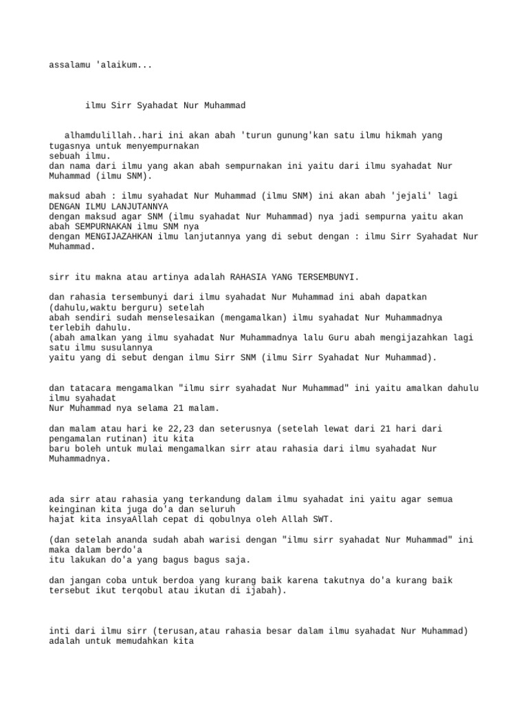 Sirr Syahadat Nur Muhammad | PDF