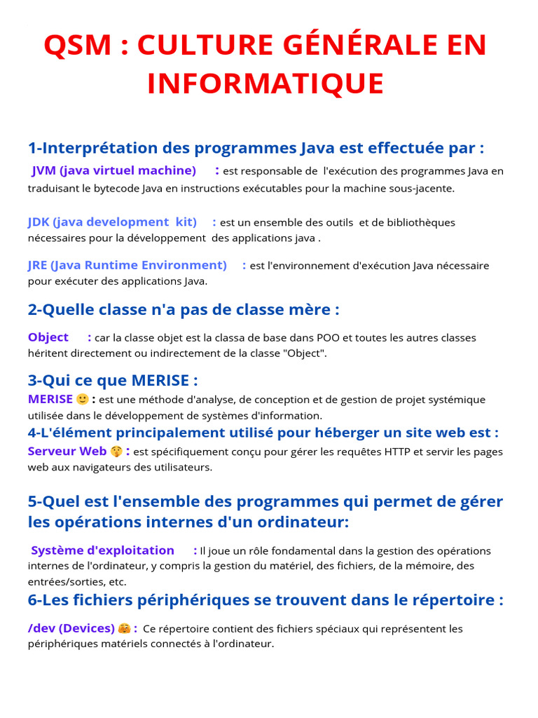 QSM CULTURE GÉNÉRALE EN INFORMATIQUE DD | PDF