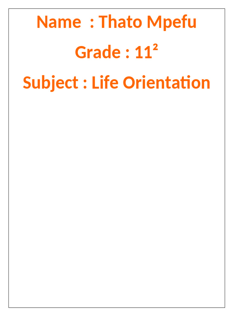Life Orientation Project 2024 | PDF