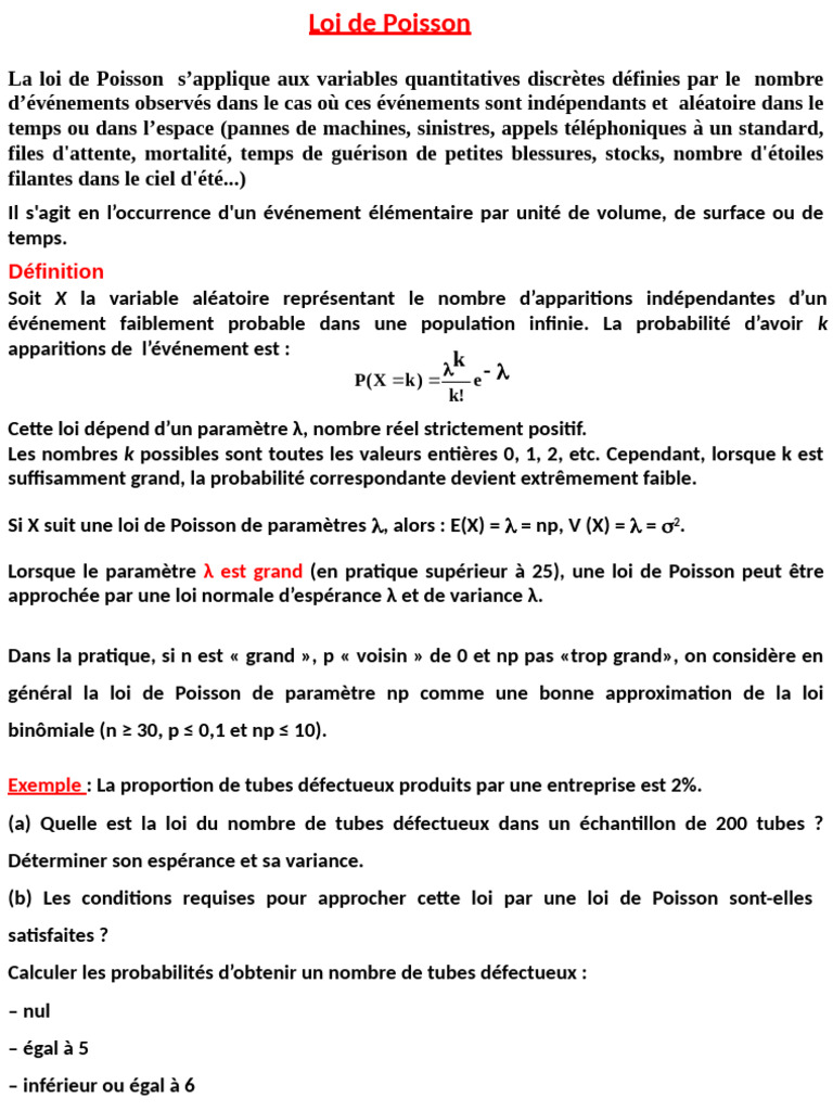 Loi de Poisson X | PDF