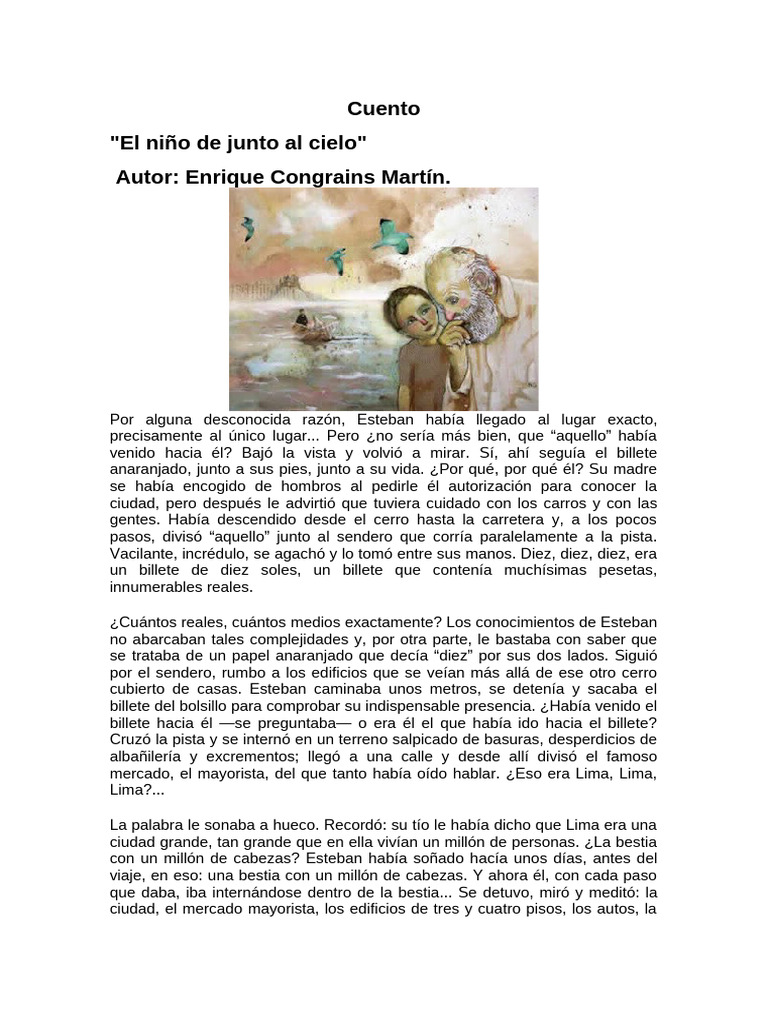 El niño de junto al cielo: Cuento PDF | PDF