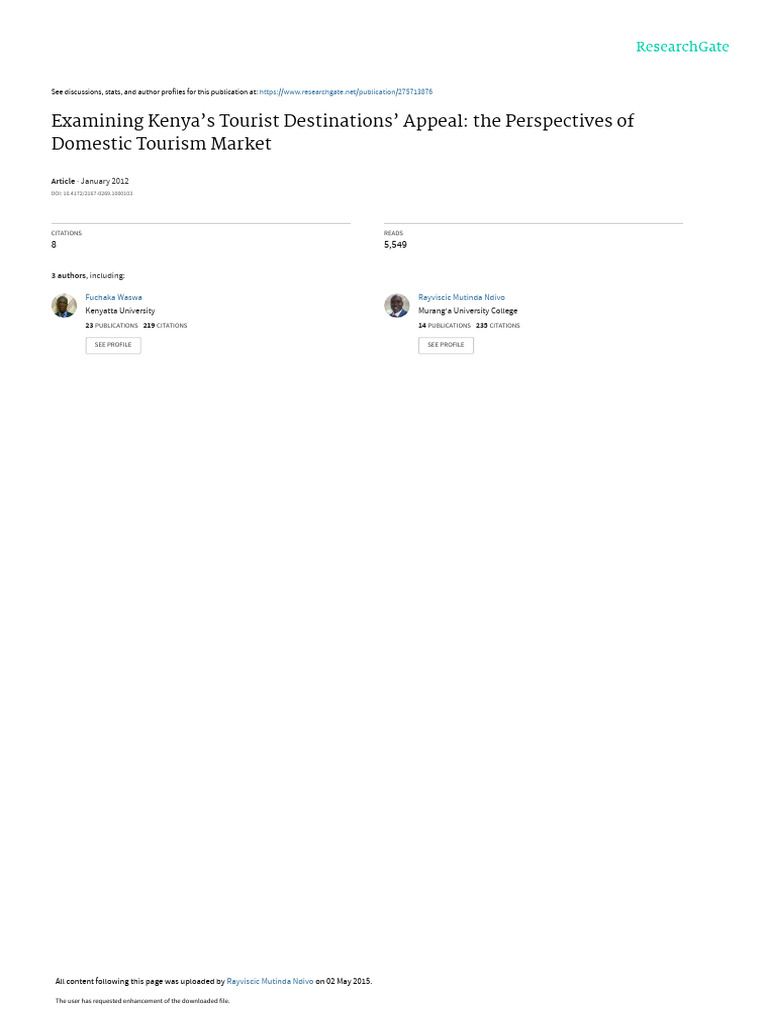 Examining Kenyas Tourist Destinations Appeal The Perspectives of ...