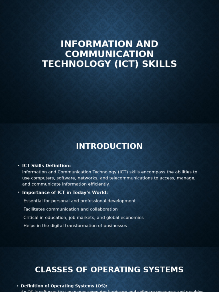 Information and Communication Technology (ICT) Skills | PDF