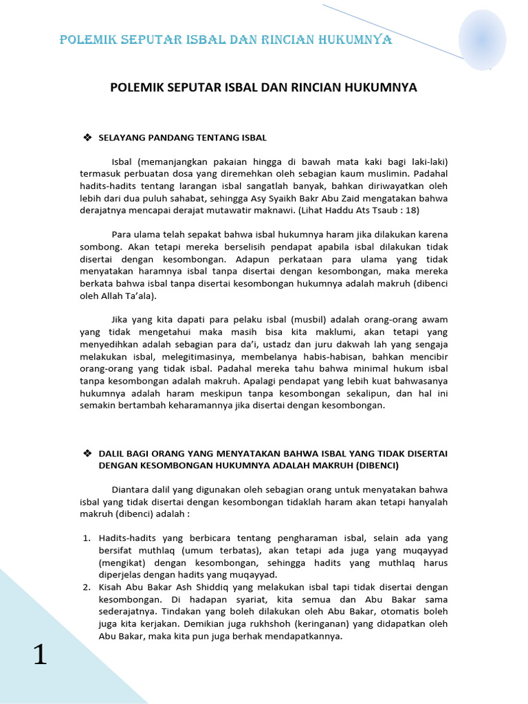 Polemik Isbal Dan Rincian Hukumnya | PDF