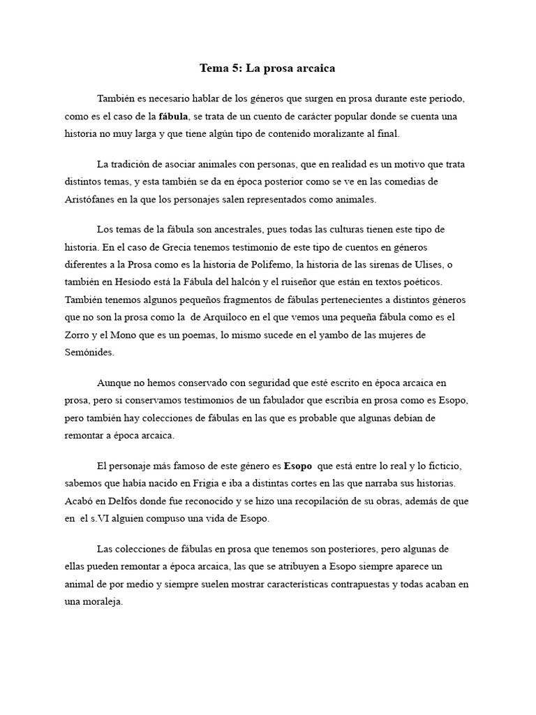 Tema 5 - Prosa Arcaica | PDF