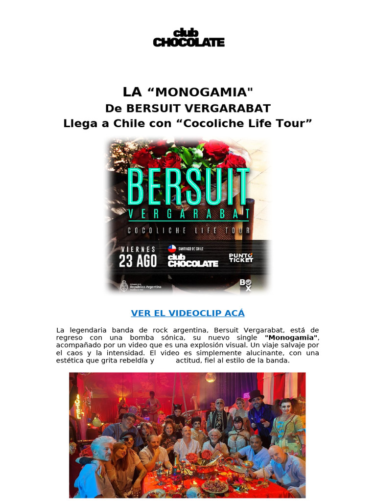 Bersuit Llega A Chile y Lanza Nuevo Single | PDF
