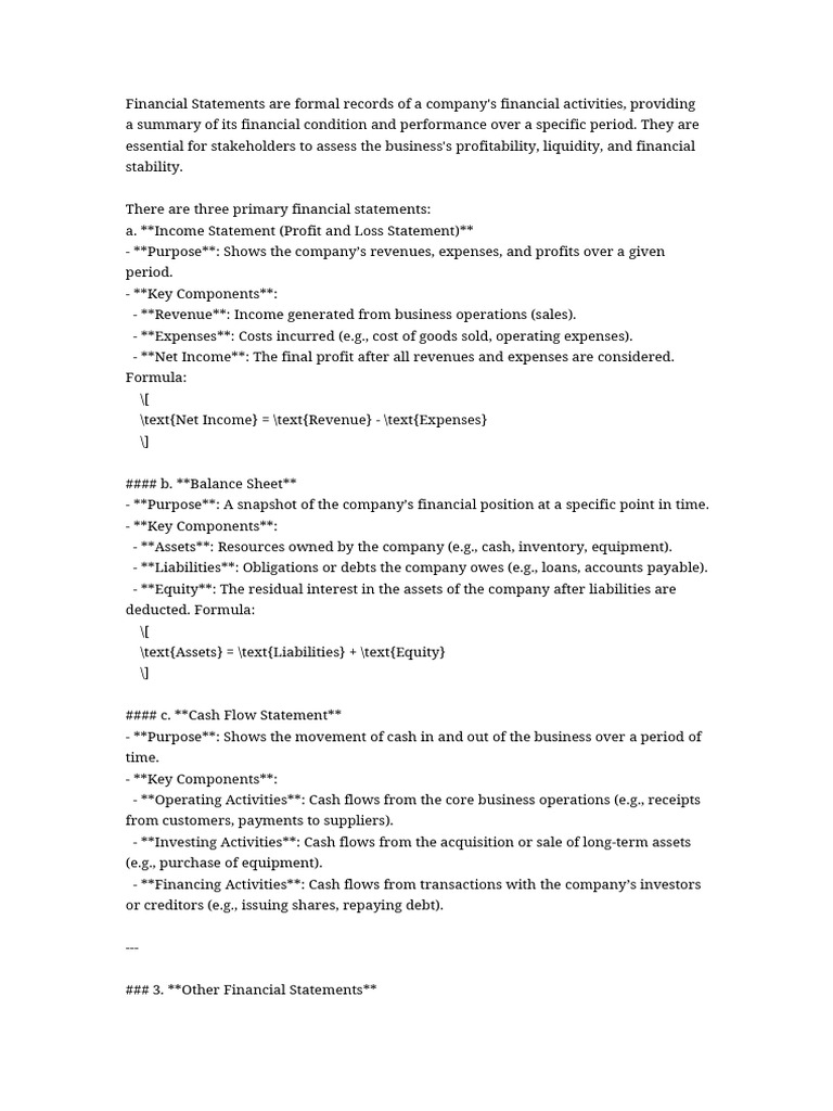 Financial Statements | PDF