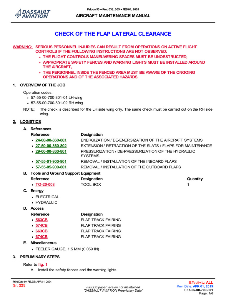 T 57-55-00-700-801-Check of The Flap Lateral Clearance | PDF