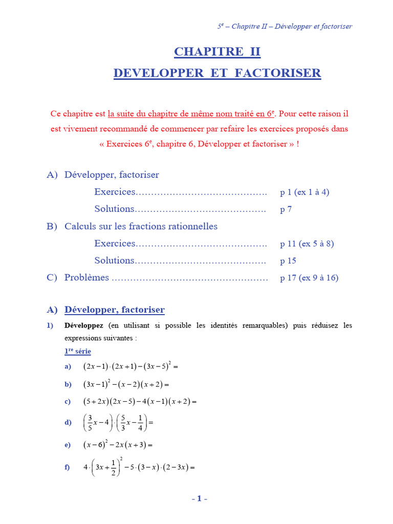 5-ch2 - Developper Factoriser 2 | PDF