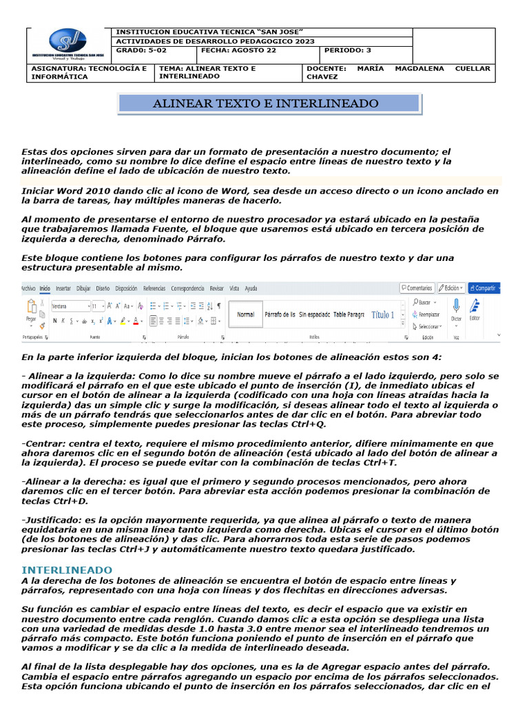 Guia Alinear e Interlineado Tecnologia | PDF