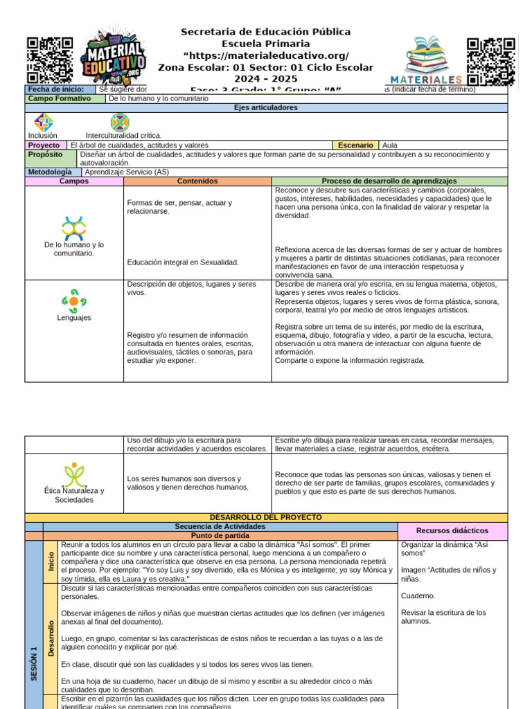 1erGradoProyectoSemana5 El Árbol de Cualidades Actitudes y Valores | PDF 1erGradoProyectoSemana5 El Árbol de Cualidades Actitudes y Valores | PDF