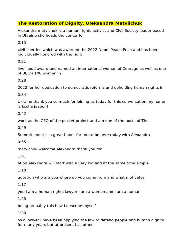 The Restoration of Dignity, Oleksandra Matviichuk | PDF