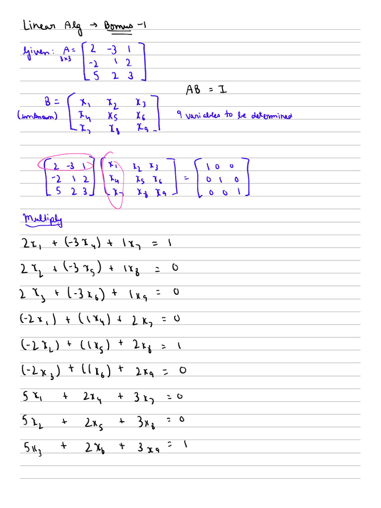 Bonus 1 Linear Algebra | PDF