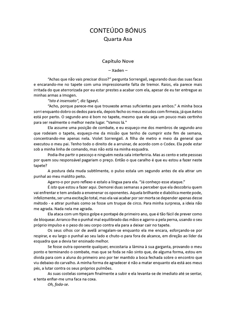 Bonus Content - 2 Xaden Pov - Forth Wing - PT | PDF