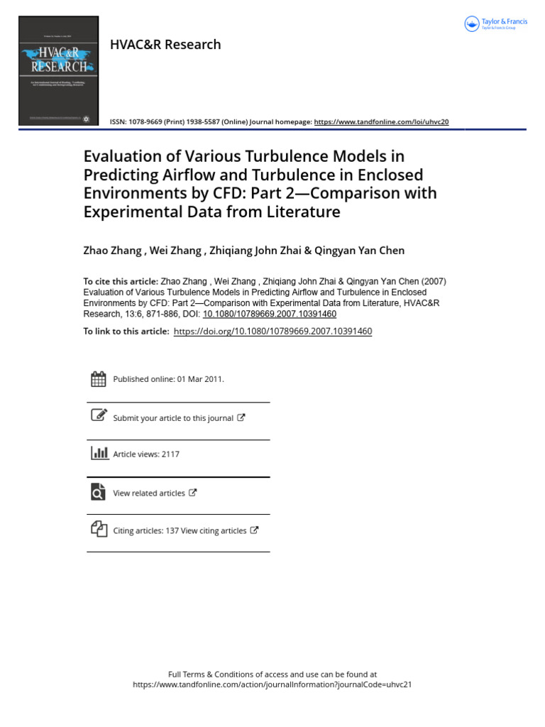 Evaluation of Various Turbulence Models in Predicting Airflow and Turbulence in Enclosed ...